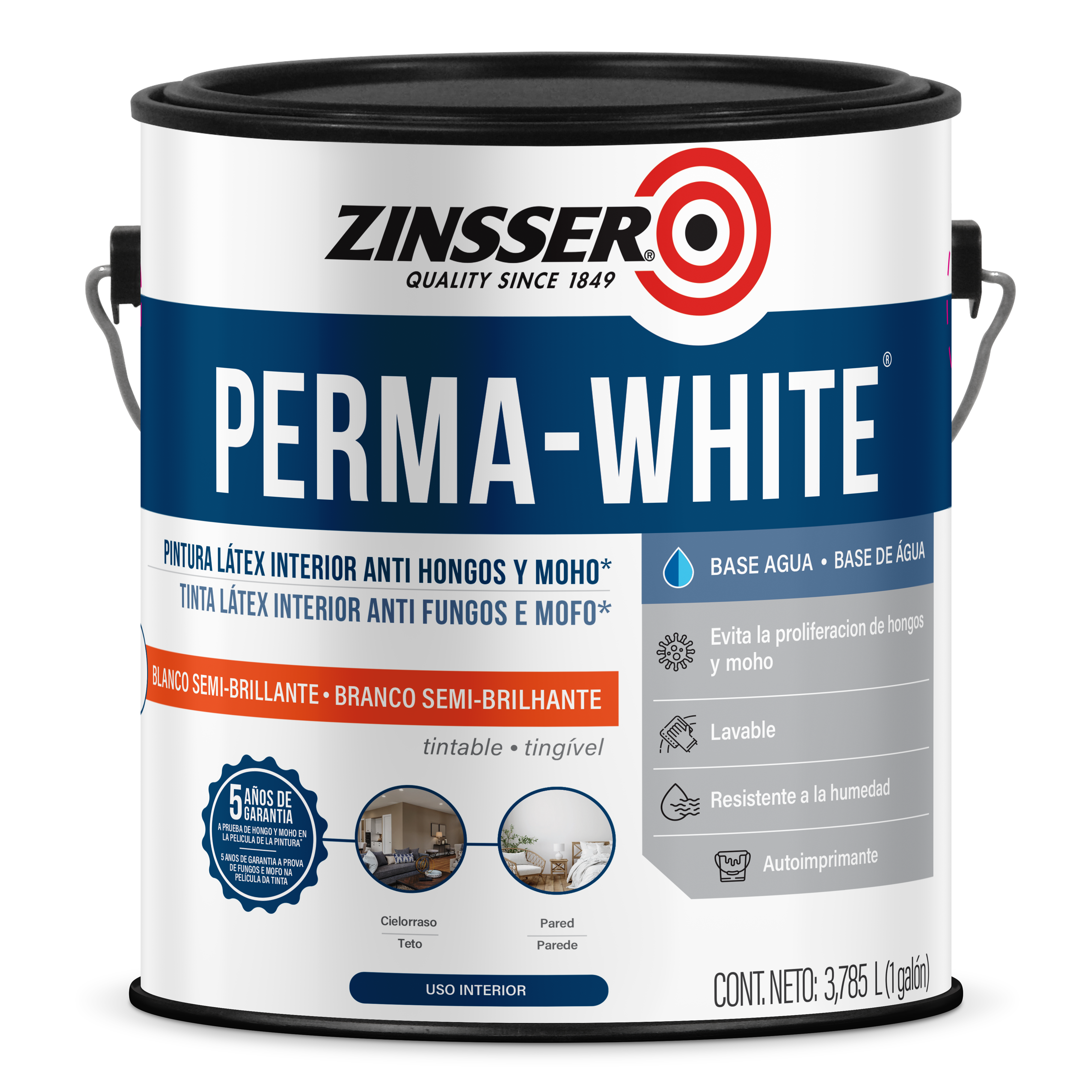 Pintura látex interior acrílica Zinsser Perma-White | Rust-Oleum | Rust ...